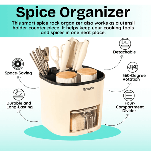 Dazzleree 360° Rotating Kitchen Organizer | No More Messy Counters & H