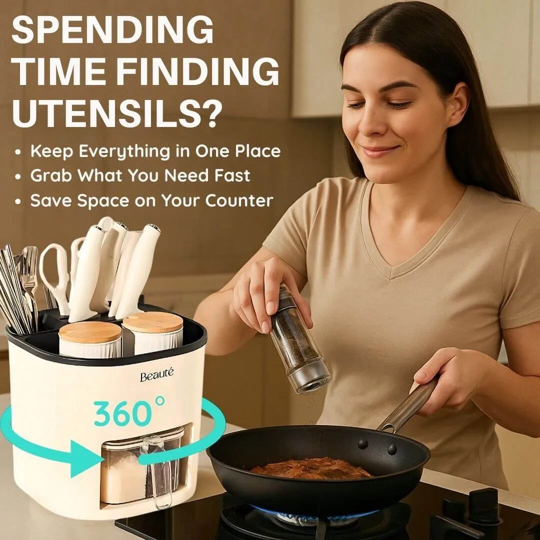 Dazzleree 360° Rotating Kitchen Organizer | No More Messy Counters & H